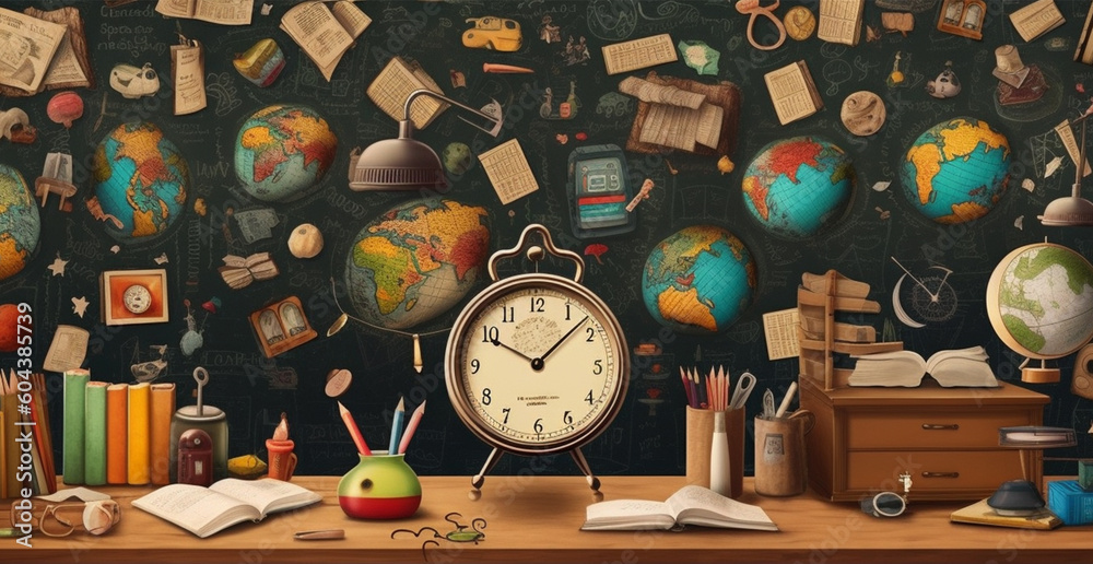 Panoramic school background, concept study knowledge learning - AI ...