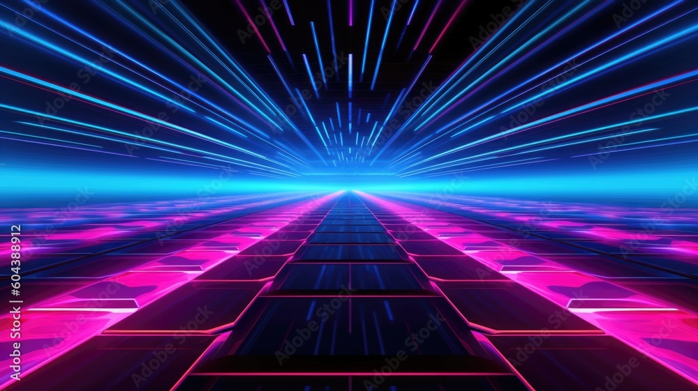 Cyberpunk neon light in retrowave geometric shape design, glowing light ...