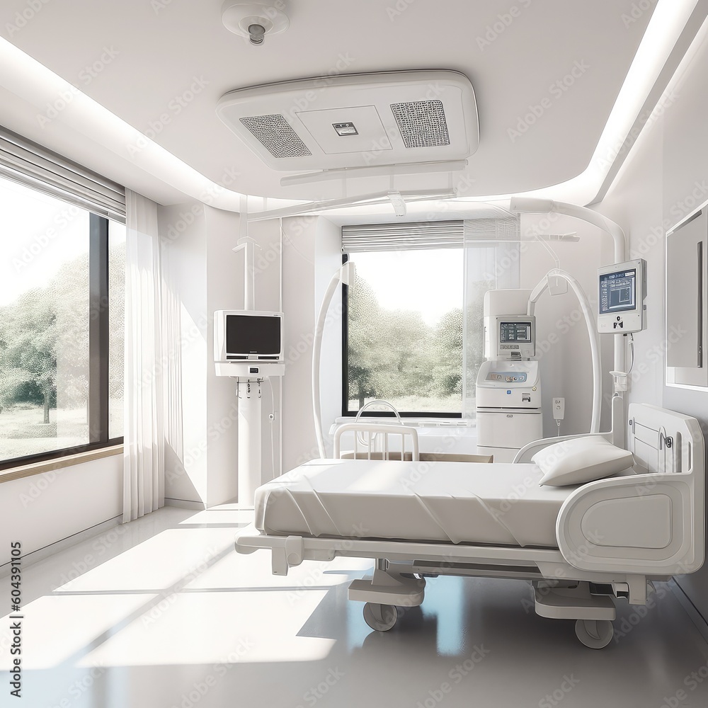 Interior of an empty modern hospital room,Modern hospital room interior ...