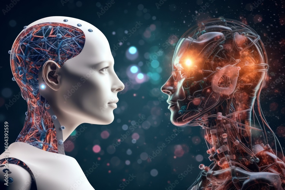 Face-to-face close training between two AI super advanced humanoid ...