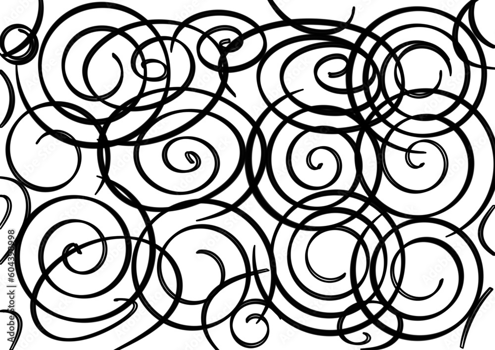black and white background with spiral line pattern, circle spin ...