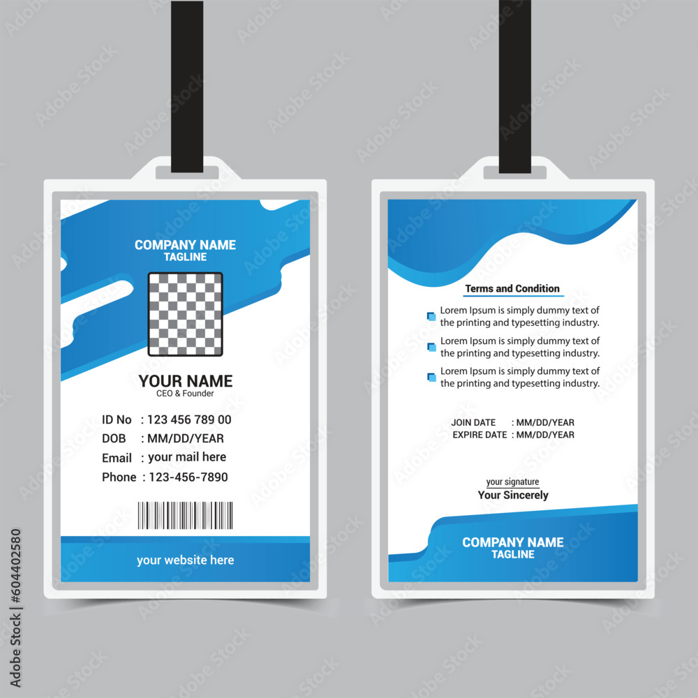 Vector id card template with employee Id card for your company. Modern ...