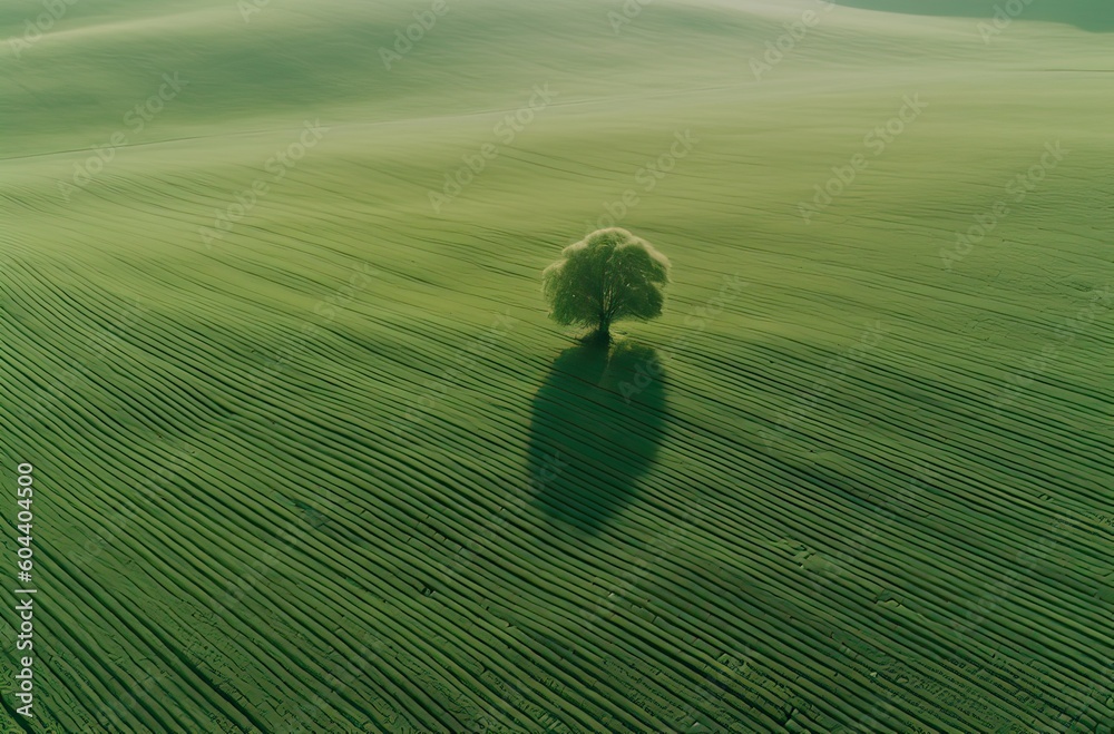 Single plum tree in the middle of a grassy field. alone tree in the ...