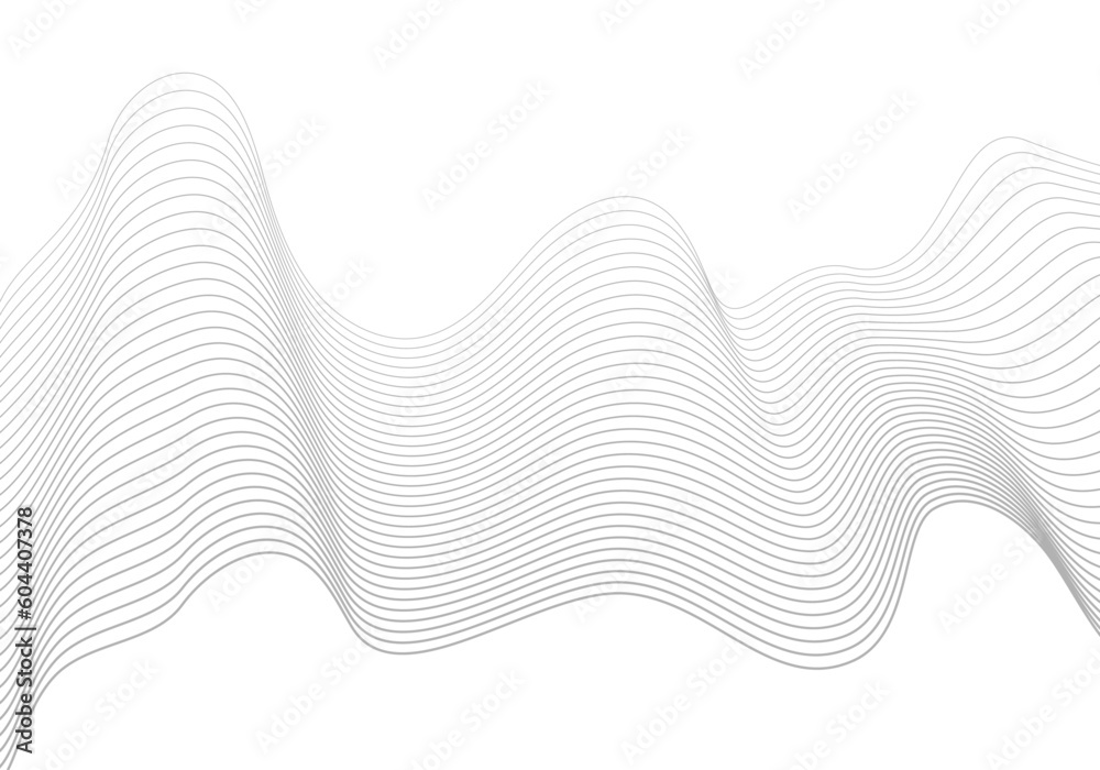 Undulate Grey Wave Swirl, frequency sound wave, twisted curve lines ...