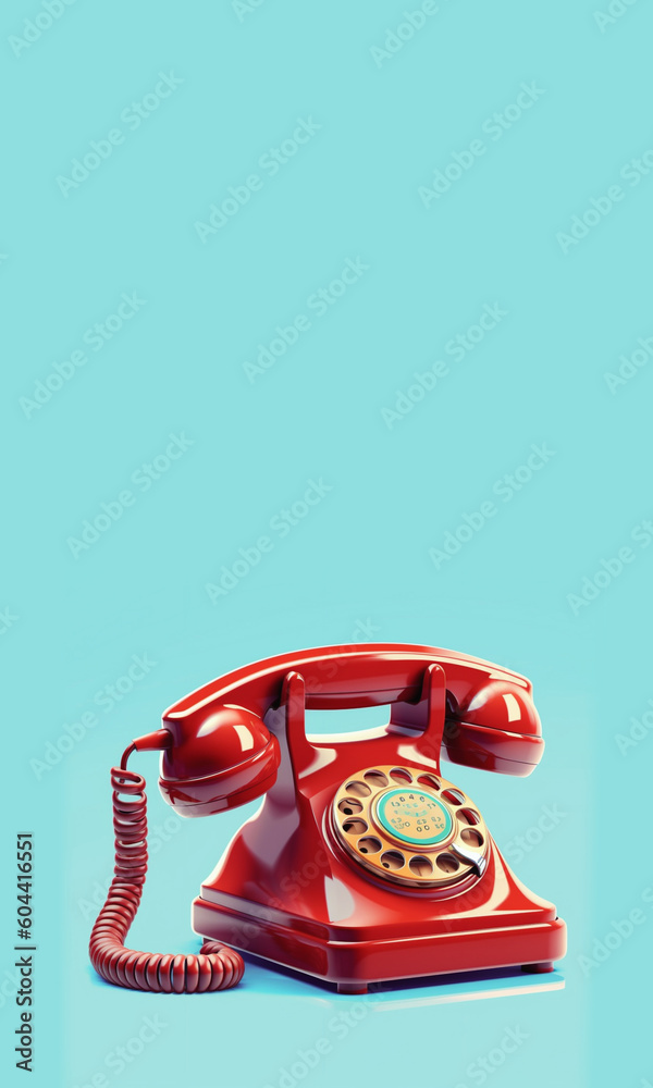 Old telephone, illustration drawing vintage object sixties style ...