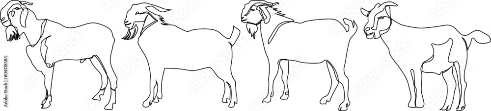 continuous line drawing of goat Bundle set Stock Vector | Adobe Stock
