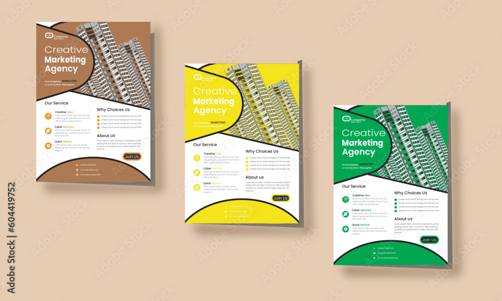 Modern A4 size Business Flyer vector template layout. Brochure cover ...