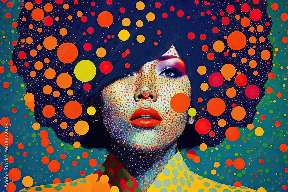 Pointillism magic surreal psychedelic avant-garde art beautiful woman ...