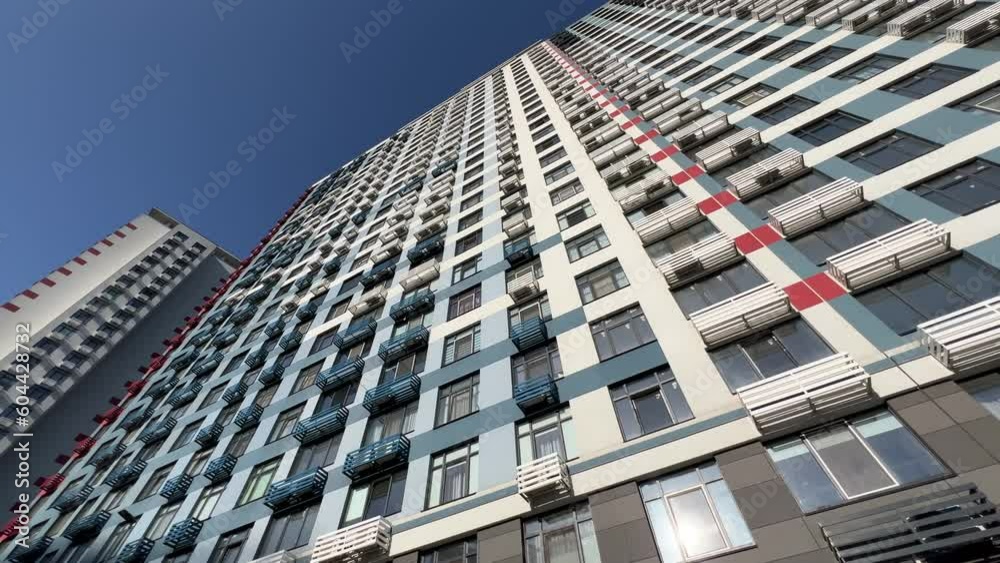 Exterior of a newly built modern high-rise residential complex of multi ...