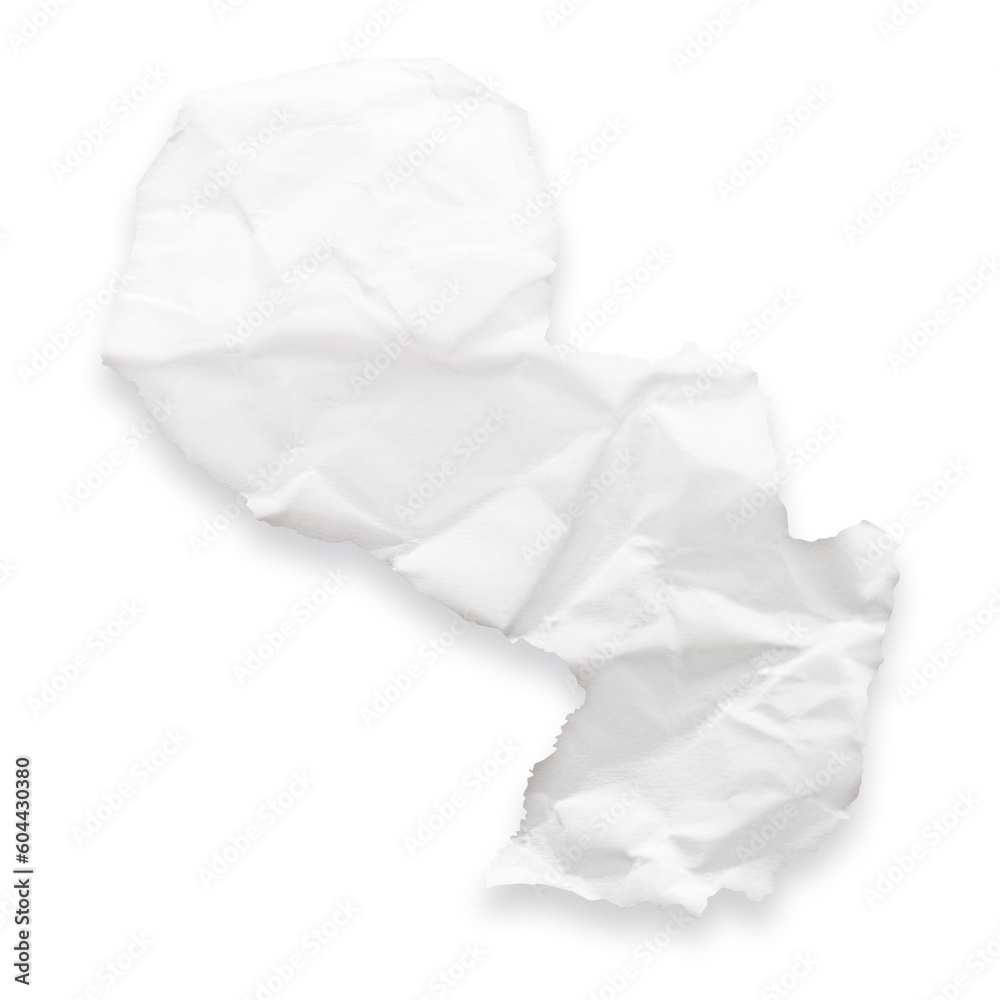 Country map of Paraguay as a crumpled paper cut-out isolated on ...