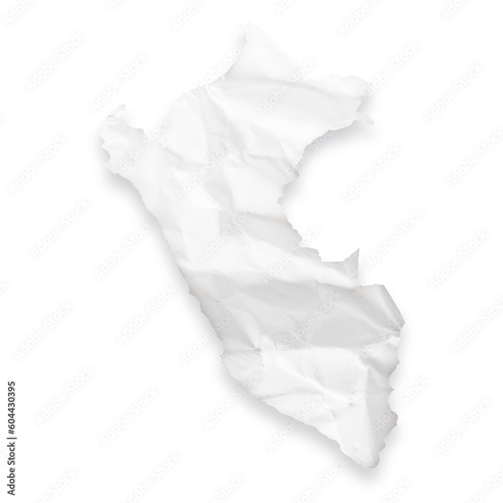 Country map of Peru as a crumpled paper cut-out isolated on transparent ...