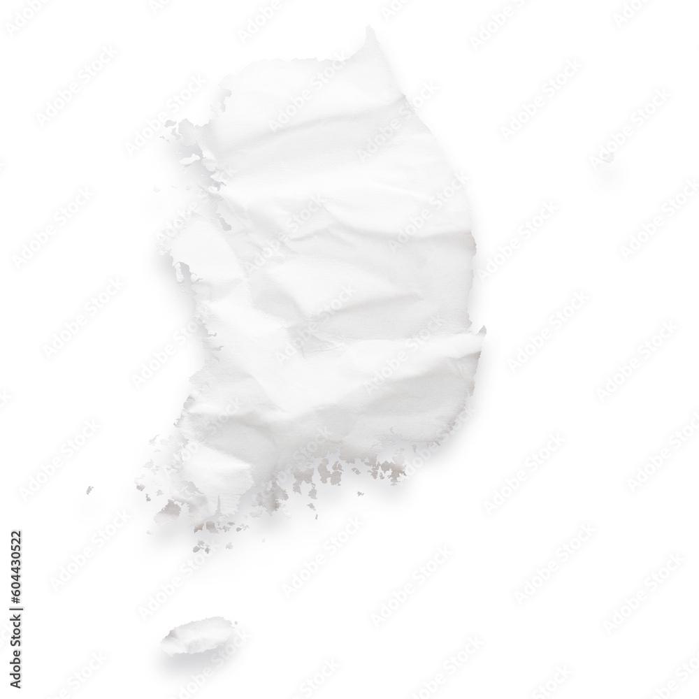 Country map of South Korea as a crumpled paper cut-out isolated on ...