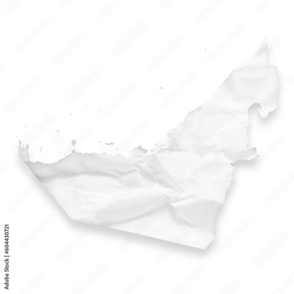 Country map of the United Arab Emirates as a crumpled paper cut-out ...