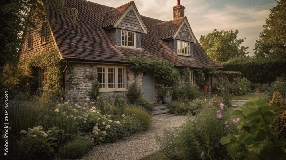 Home architecture design in Cottage Style with Sloped roof constructed ...