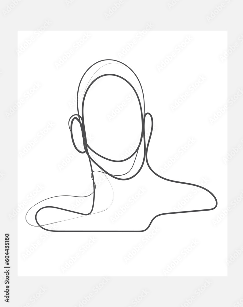 Minimal abstract Human face wire drawing Virtual reality avatar sketch ...