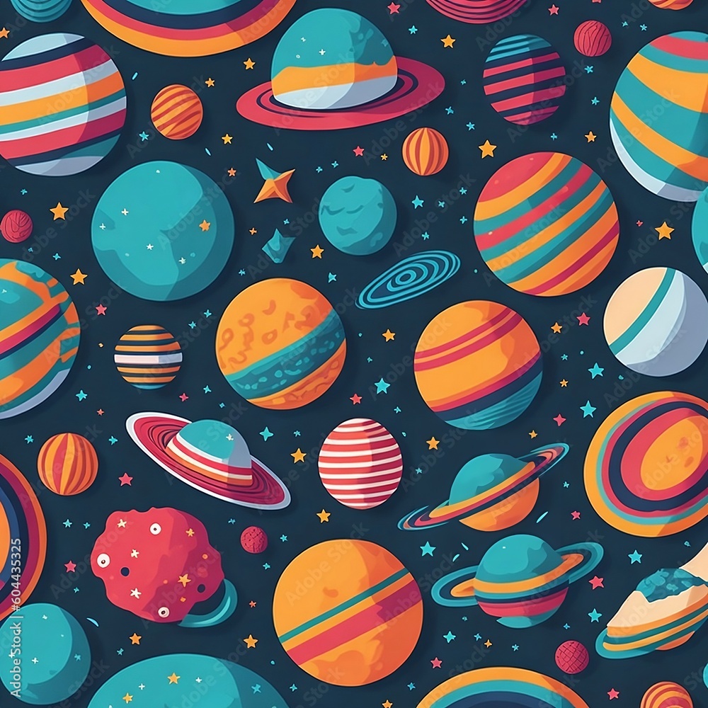 Planets seamless pattern universe Space colorful space and stars ...