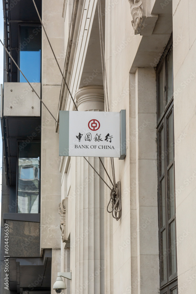 London, UK - May, 7, 2023 : London branch of the Bank of China. The BOC ...