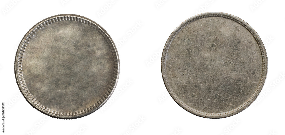 old empty silver coin on a transparent isolated background. png Stock ...