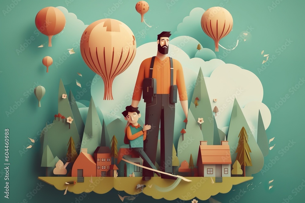 Father's Day illustration and pictures designed to depict father love ...