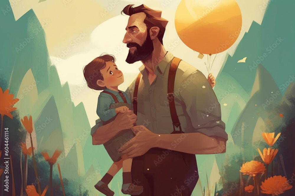 Father's Day illustration and pictures designed to depict father love ...