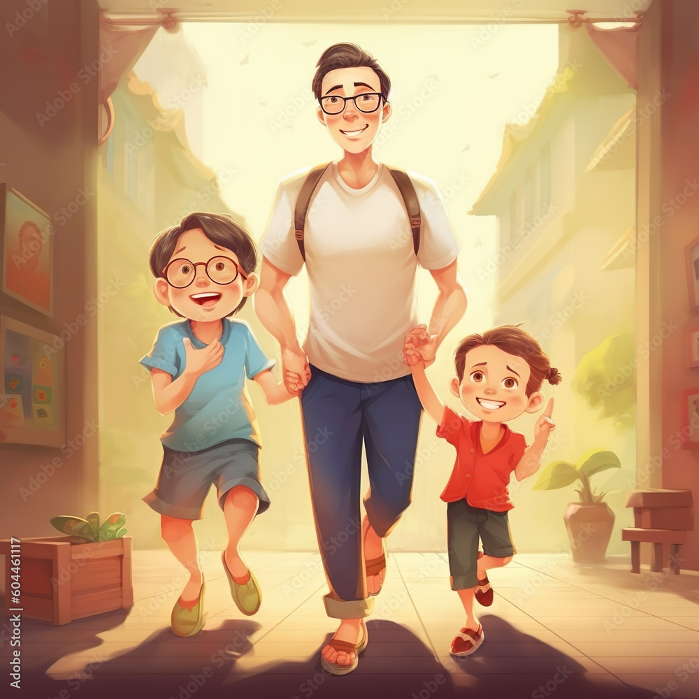 Father's Day illustration and pictures designed to depict father love ...