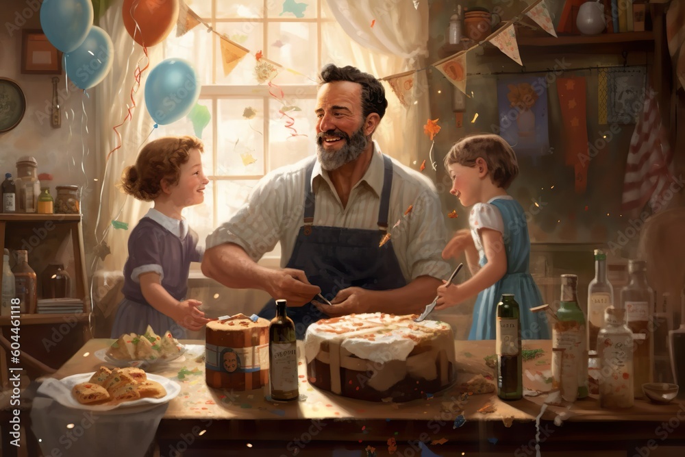 Father's Day illustration and pictures designed to depict father love ...