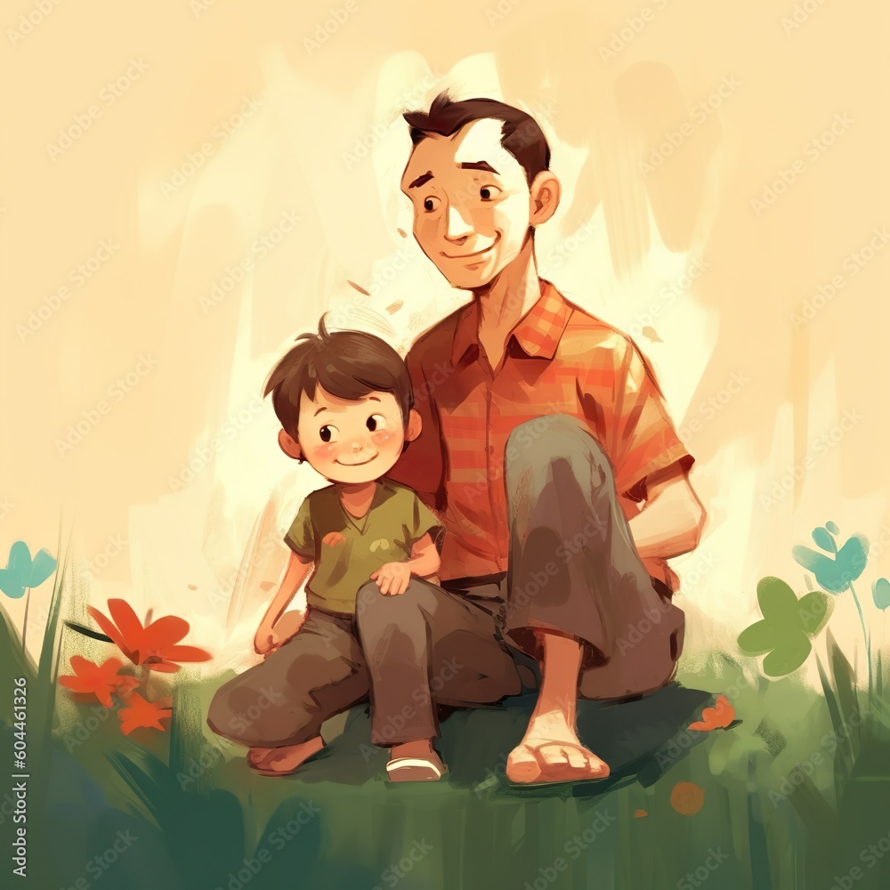 Father's Day illustration and pictures designed to depict father love ...