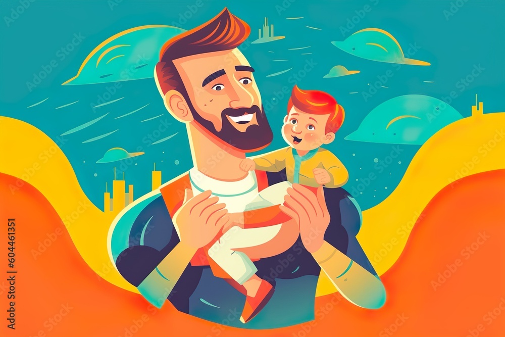 Father's Day illustration and pictures designed to depict father love ...