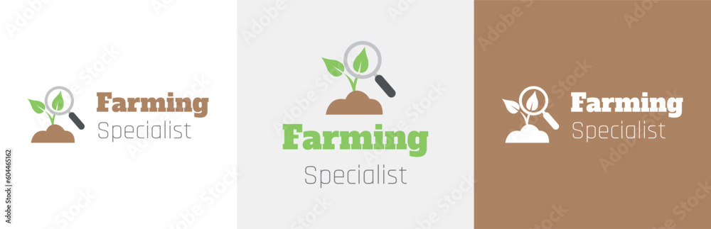 Agronomist logo design set, farming specialist modern logotype symbol ...