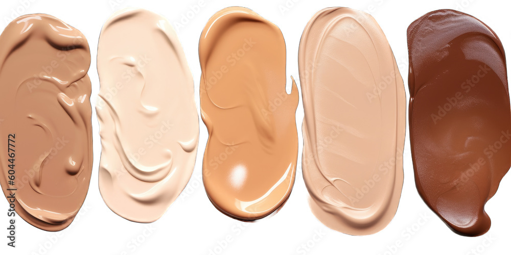 Foundation face make up samples. Set of cosmetic liquid foundation in ...