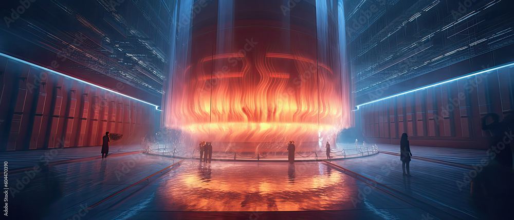 Interior of a nuclear reactor, showing the immense power of atomic ...