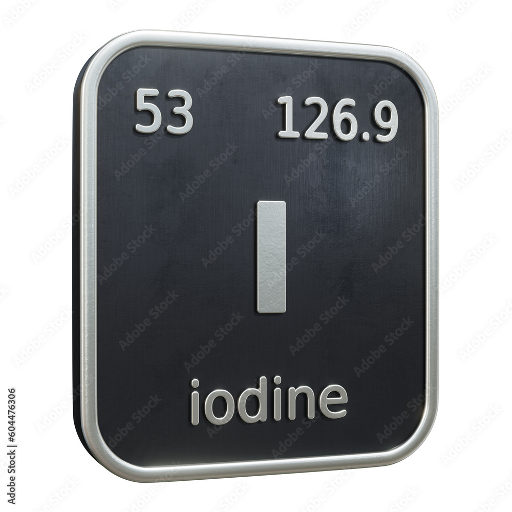 Three-dimensional icon of the chemical element of Iodine isolated on ...