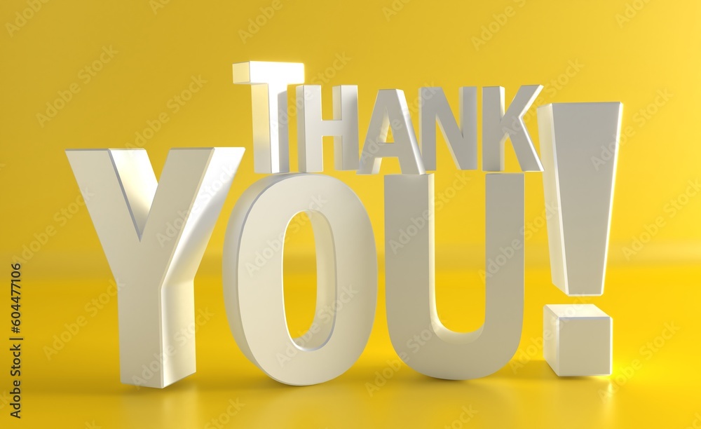 Word Thank You 3D text white color. 3d rendering. Stock Illustration ...