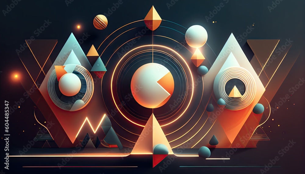 Geometry of orange and white and black rhombus three-dimensional ...