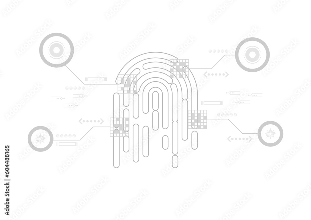 Cyber security and cyber crime concept. Electronic thumb fingerprint on ...