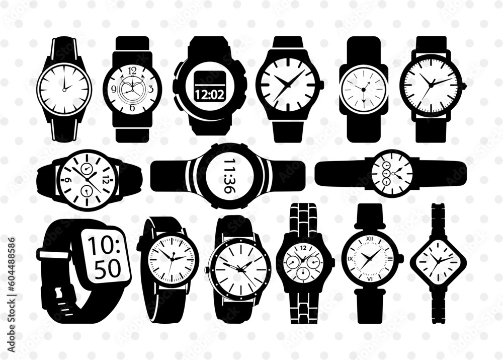 Hand Watch SVG, Hand Watch Silhouette, Watch Svg, Clock Svg, Time Svg ...