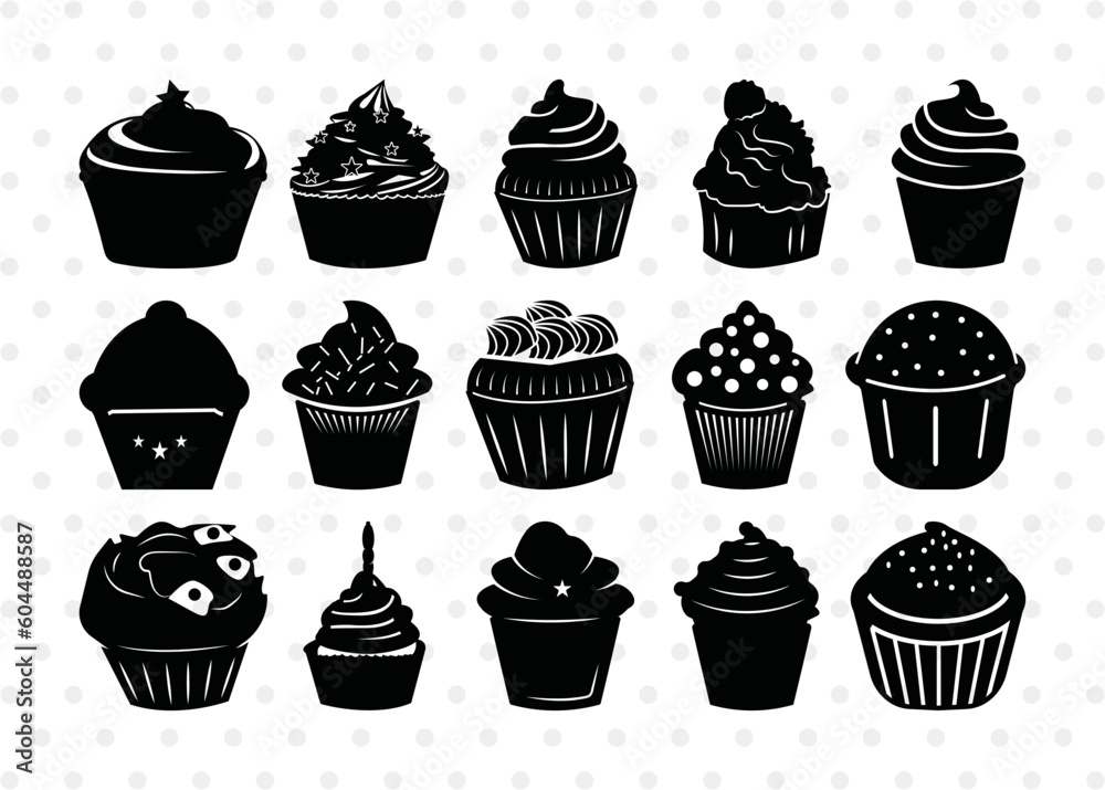 Vetor de Cupcake SVG, Cupcake Silhouette, Cake Svg, Muffin Svg ...