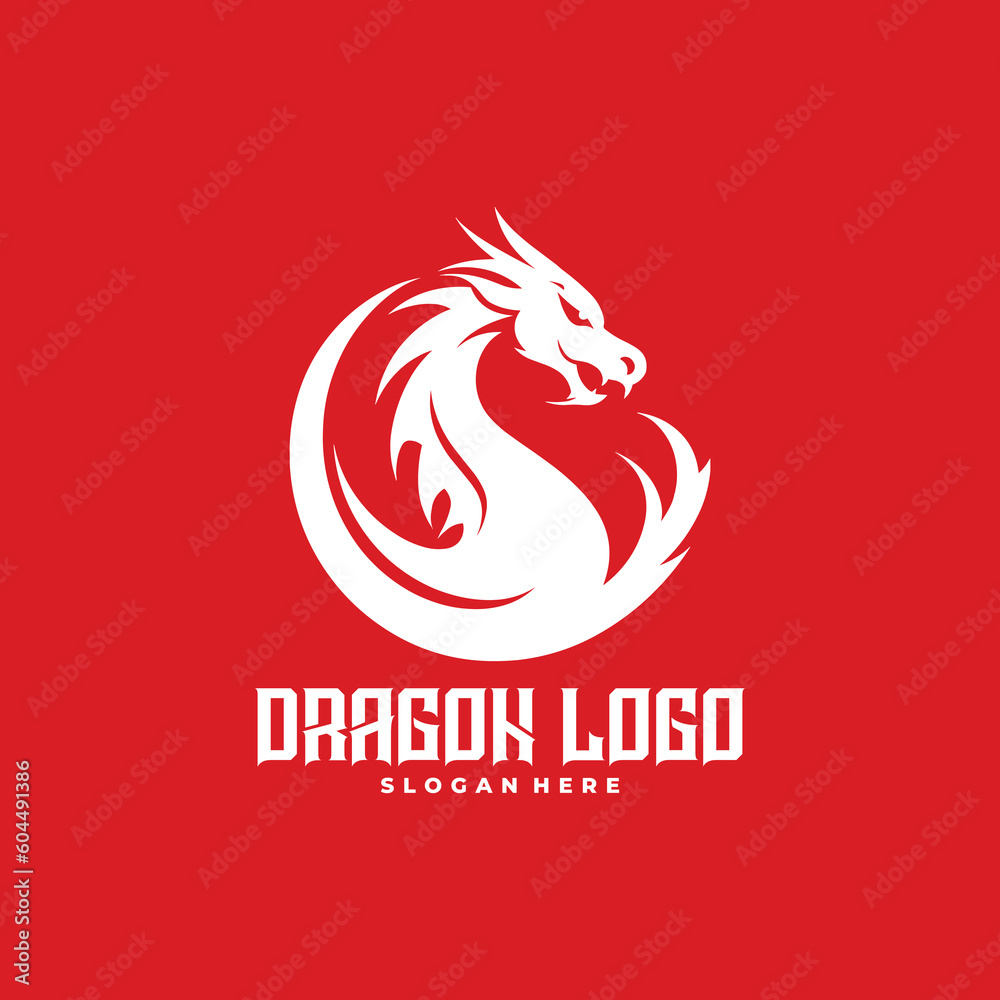 Dragon logo, Dragon head wing wyvern silhouette logo design. Winged ...