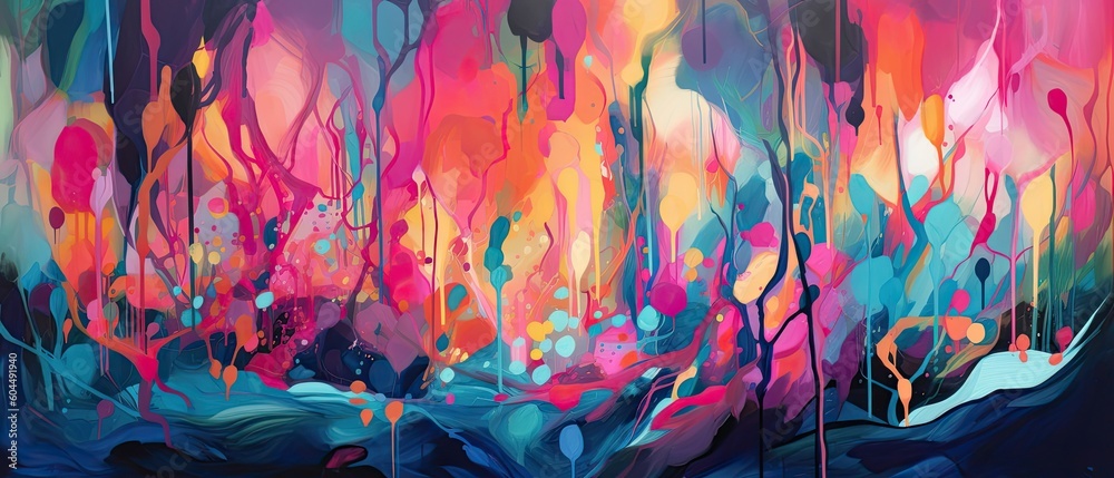 Background with a bright and bold color palette of neon colors ...
