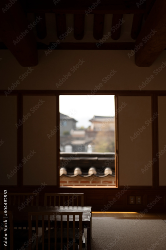 Window to Bukchon Hanok Village, Seoul, South Korea Stock Photo | Adobe ...