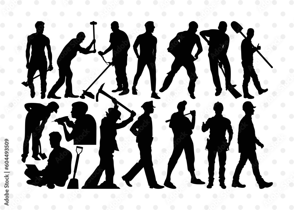 Working Man SVG Cut Files | Working Man Silhouette | Handyman Svg ...