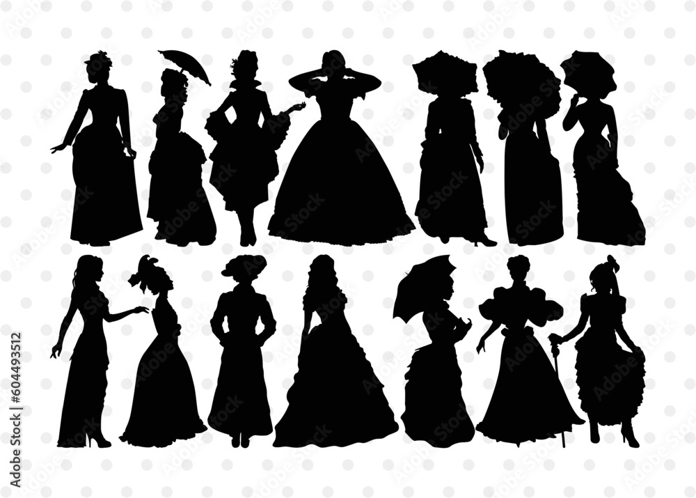 Victorian Woman SVG Cut Files | Victorian Woman Silhouette | Victorian ...