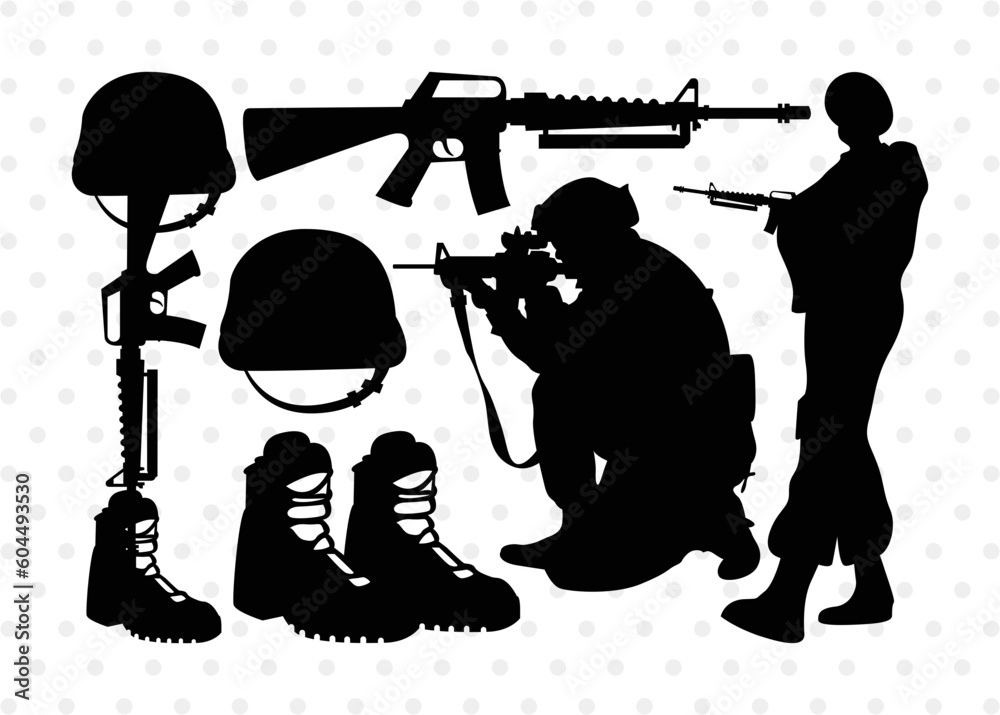 Soldiers Stuff SVG Cut Files | Soldiers Stuff Silhouette | Military Svg ...