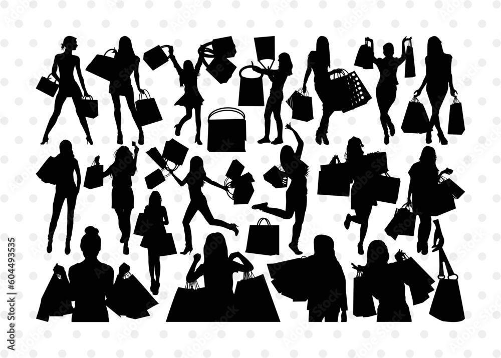 Shopping Girl SVG Cut Files | Shopping Girl Silhouette | Sexy Girl Svg ...
