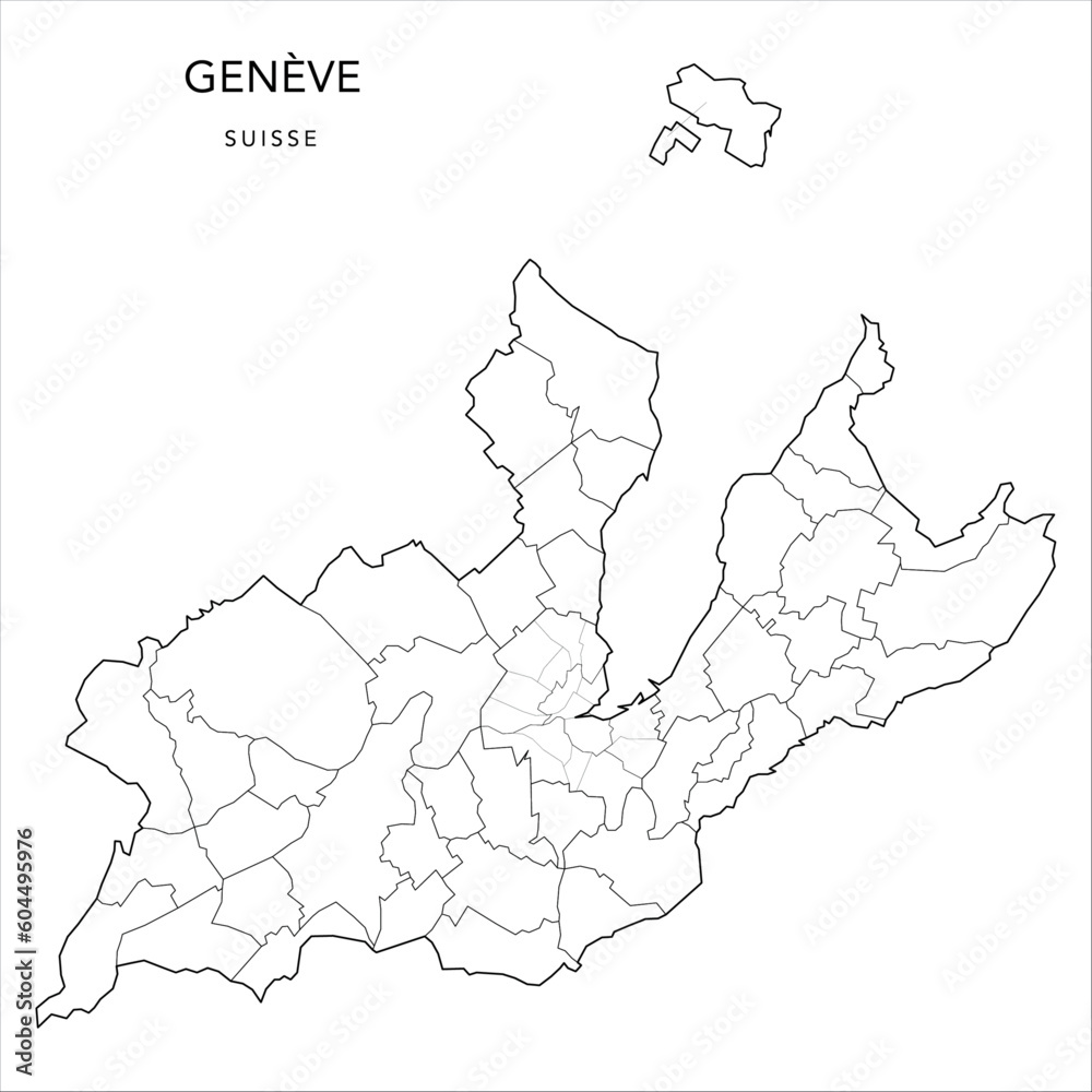 Vector Map of the Canton of Geneva (Genève) with the Administrative ...