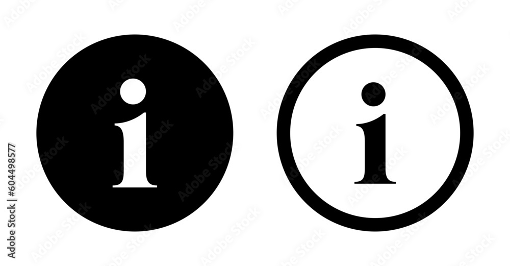 Info icon in filled and outlined. Inform symbol. More information or ...