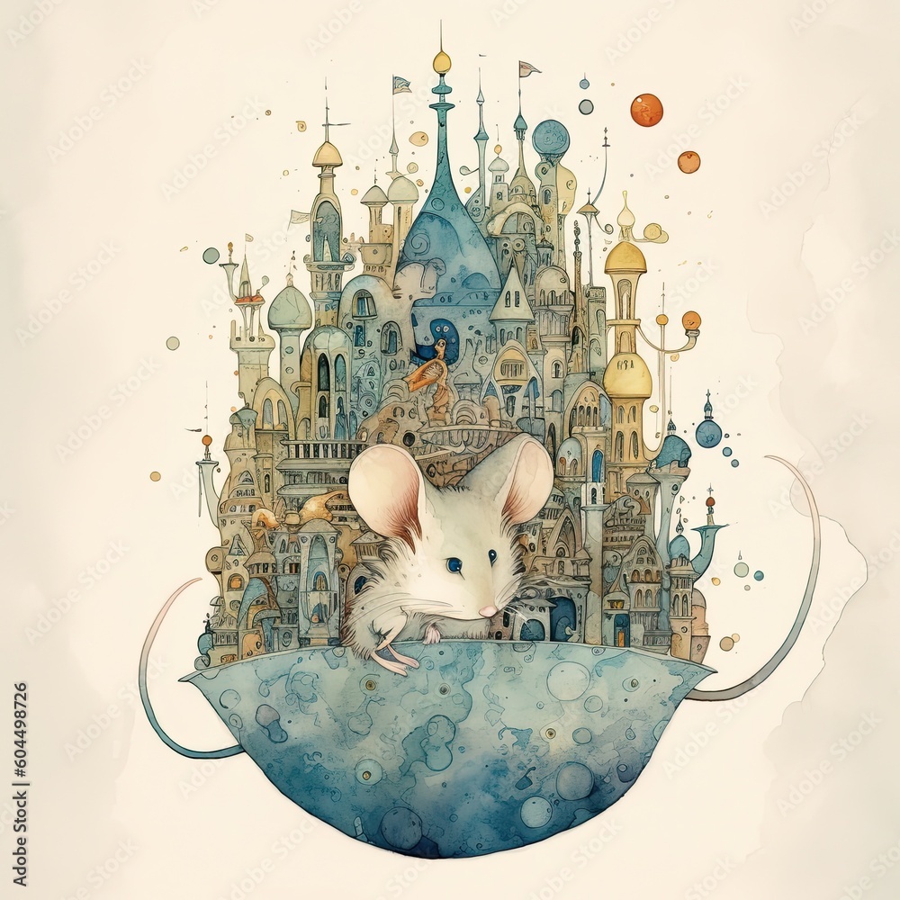 Traditional Chinese rat painting in the theme of 12 Chinese zodiac ...