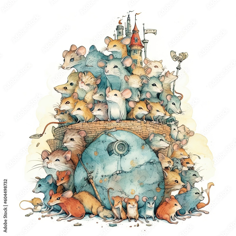 Traditional Chinese rat painting in the theme of 12 Chinese zodiac ...