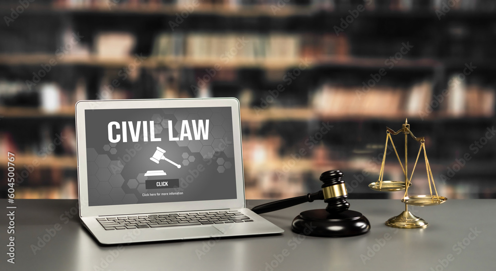 Civil law astute information showing on laptop computer screen for ...