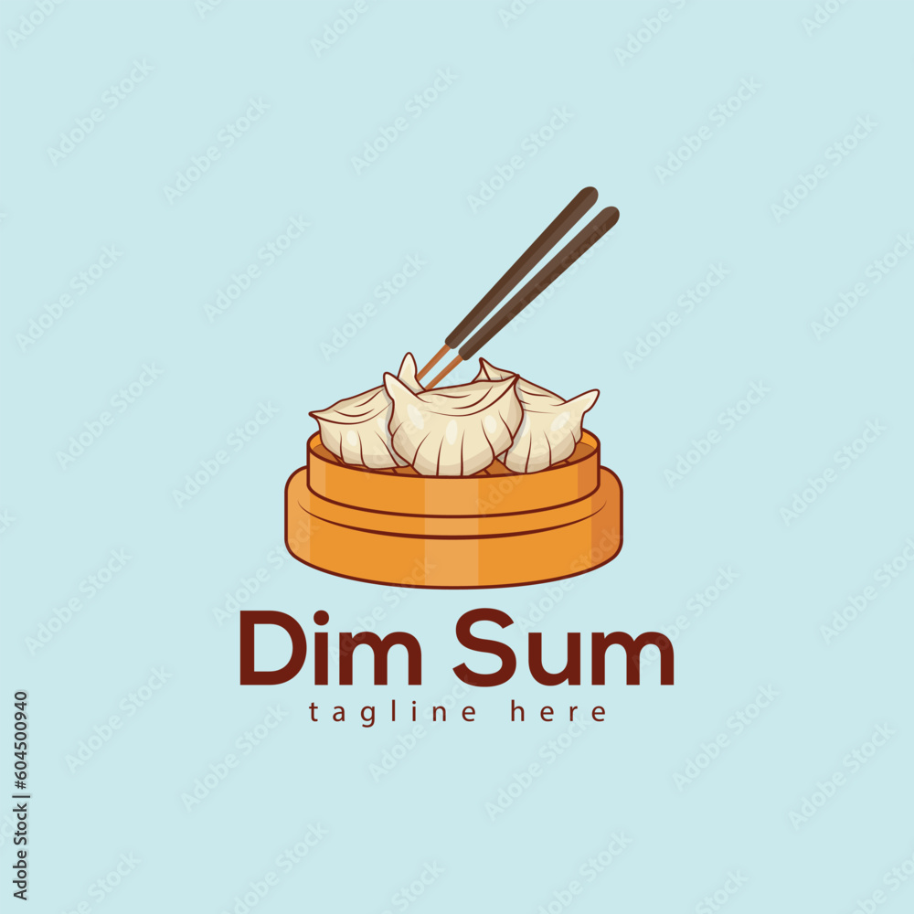 Dim Sum Logo Illustration With Chopsticks In A Bamboo Basket, Hi ... Dim Sum Logo Illustration With Chopsticks In A Bamboo Basket, Hi ...
